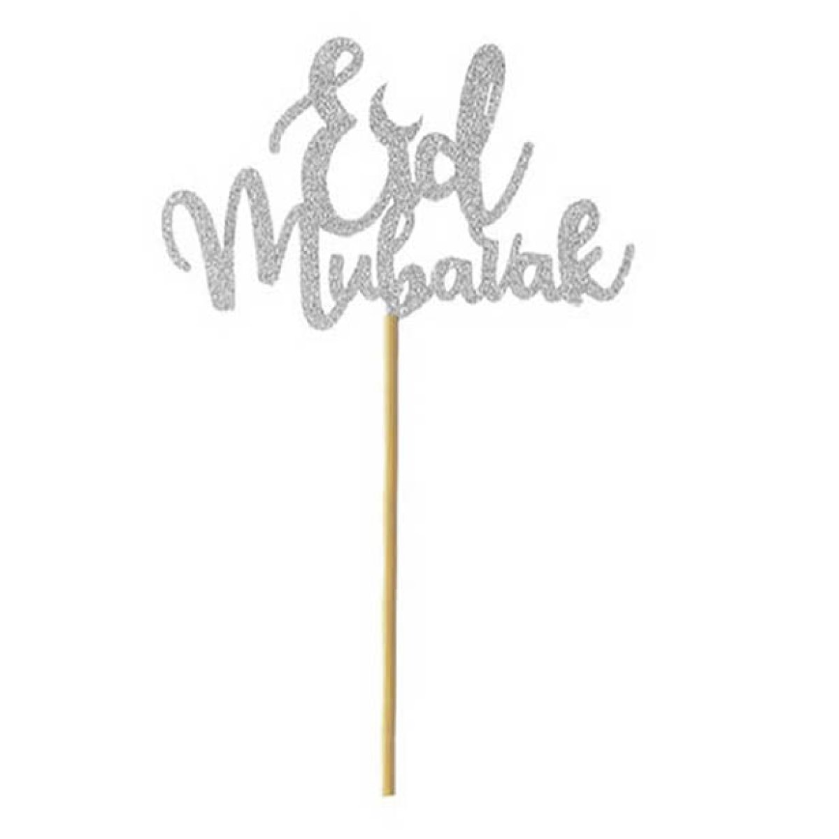 Eid Mubarak Kagetoppe Sølv Papir med hvid pind | 24T Levering på pynt ...