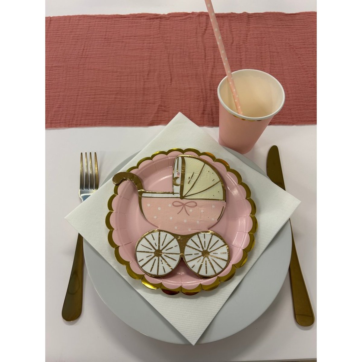 Barnevogn Servietter Lyserød | 24T Levering på pynt til enhver anledning - Luxit.dk