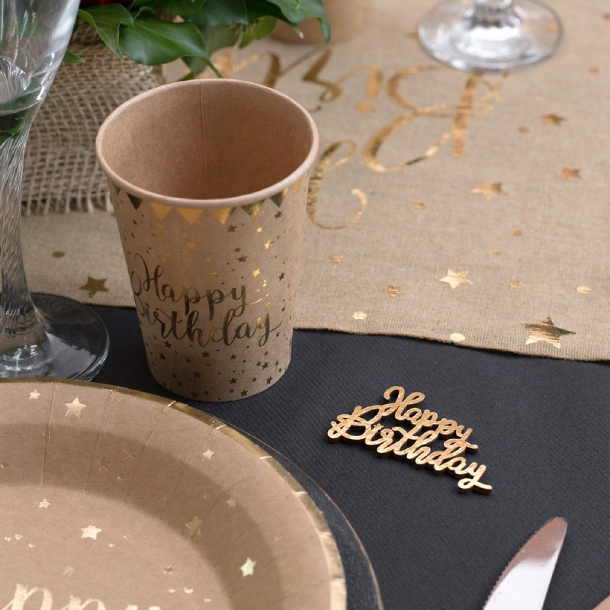 Happy Birthday Bordpynt Guld | 24T Levering på pynt til enhver ...